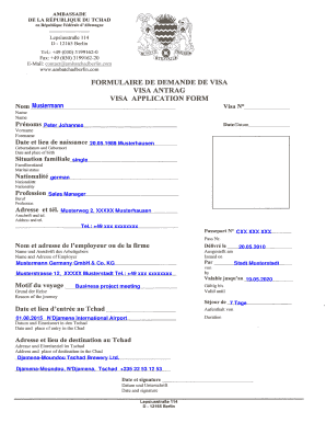 Fillable Online FORMULAIRE DE DEMANDE DE VISA VISA ANTRAG VISA ...
