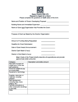 Fillable Online usd475 Request to Apply for Grant Form - USD 475 Geary ...