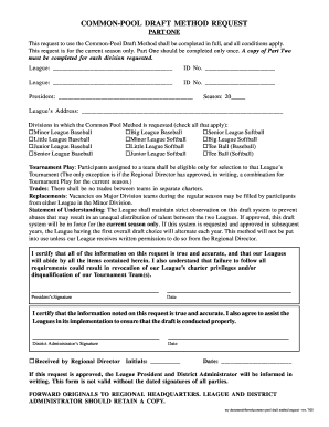 Fillable Online Common Pool Draft Method Request. Common Pool Draft ...