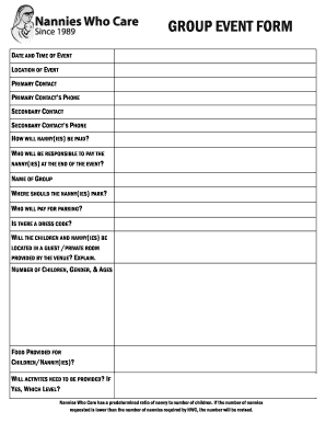 Fillable Online GROUP EVENT FORM Fax Email Print - pdfFiller