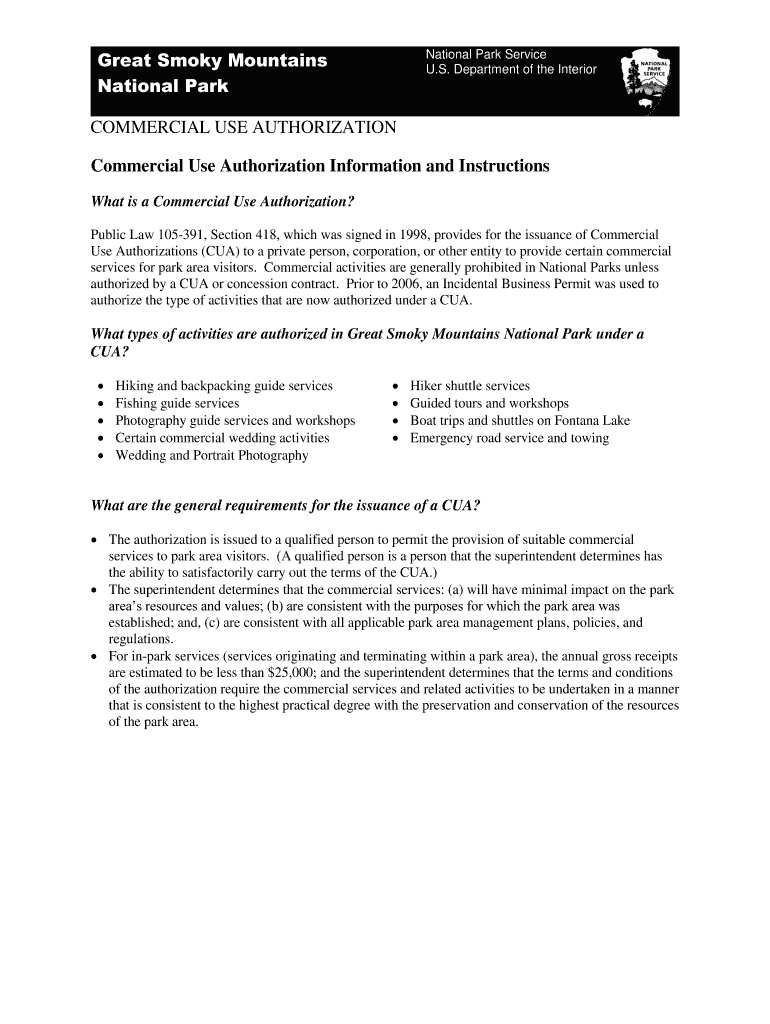 Fillable Online nps Authority for Commercial Use Authorizations Fax Email Print - pdfFiller