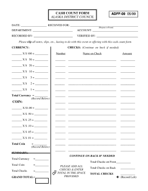 Fillable Online akministrynetwork CASH COUNT FORM - akministrynetwork ...