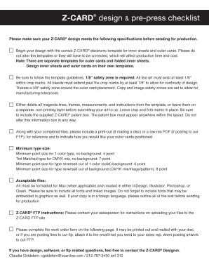 Fillable Online Please make sure your Z-CARD design meets the following ...
