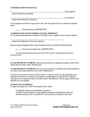 Fillable Online attorneystitle power of attorney new york statutory ...
