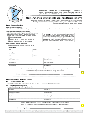 Fillable Online mn Name Change or Duplicate License Request Form Fax ...
