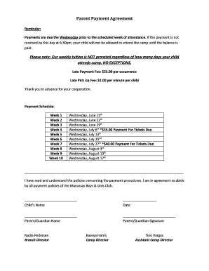 Fillable Online bgcgw Parent Payment Agreement - bgcgw Fax Email Print ...