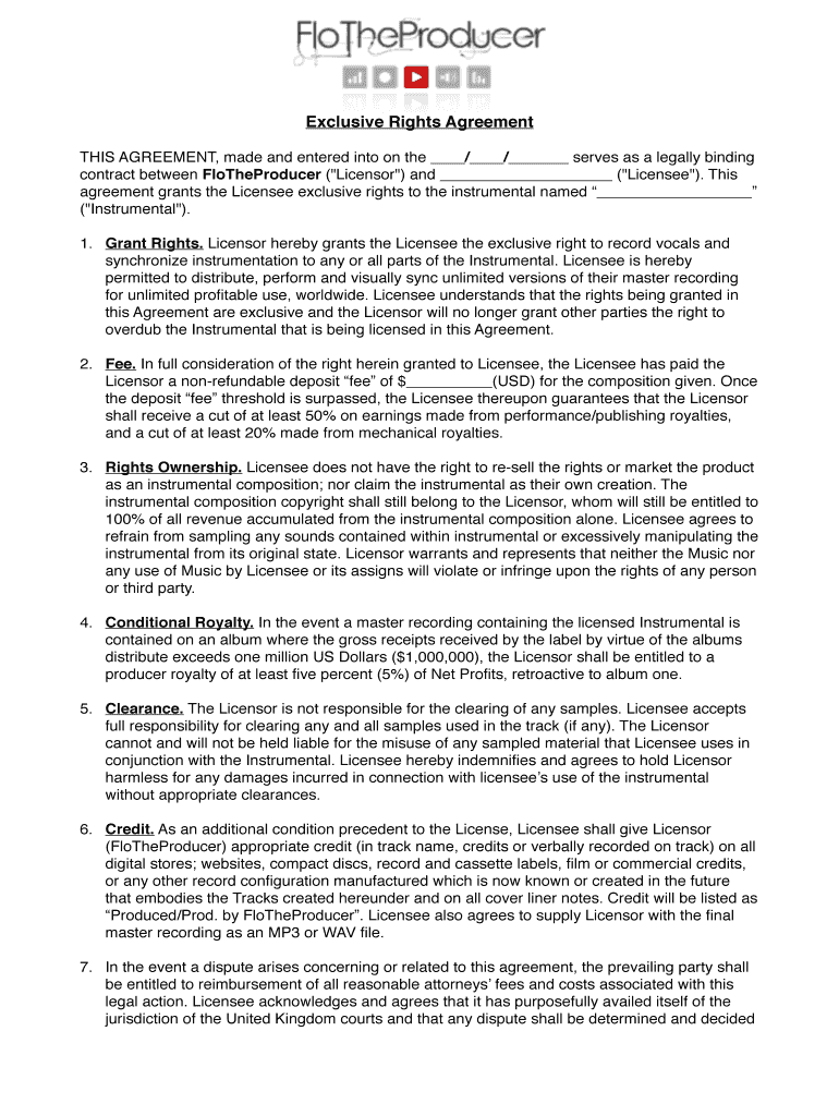 Fillable Online Exclusive Contract.pages Fax Email Print - pdfFiller