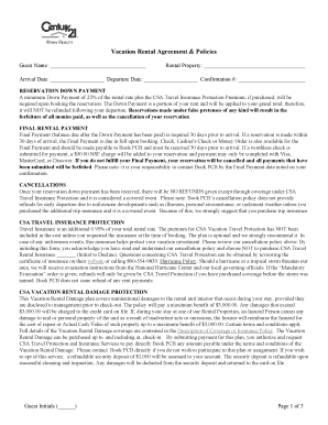 Fillable Online Vacation Rental Agreement & Policies Fax Email Print ...