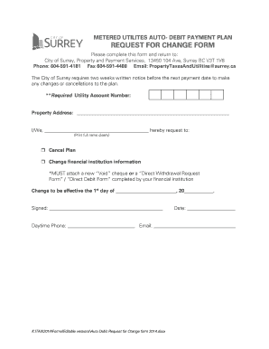 Fillable Online METERED UTILITES AUTO- DEBIT PAYMENT PLAN Fax Email ...
