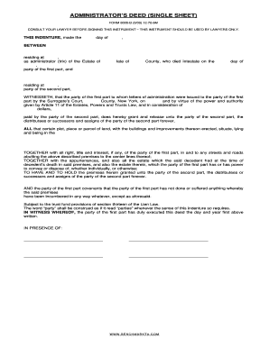 Fillable Online ADMINISTRATOR S DEED (SINGLE SHEET) Fax Email Print ...