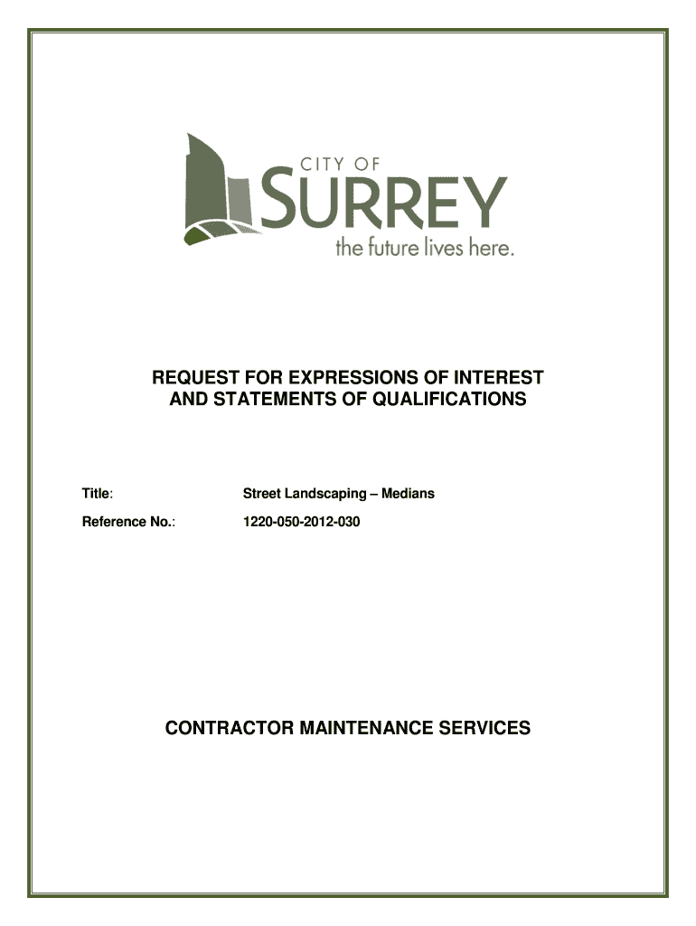 Fillable Online Request For Expressions of Interest & Statements of Qualifications. Template ...