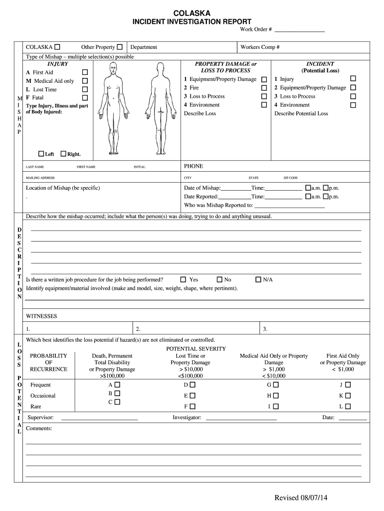 Fillable Online Type of Mishap multiple selection(s) possible Fax Email ...