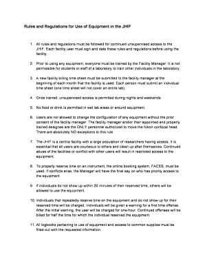 Fillable Online clemson Rules and Regulations for Use of Equipment in the JHIF - clemson Fax ...