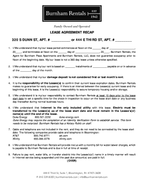 Fillable Online LEASE AGREEMENT RECAP Fax Email Print - pdfFiller