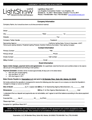 Fillable Online AGREEMENT FOR EXHIBITOR SPACE RENTAL Fax Email Print ...