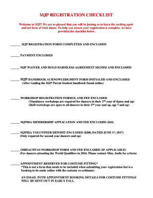 Fillable Online MJP REGISTRATION CHECKLIST Fax Email Print - pdfFiller