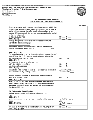 Fillable Online hcd ca AB 438 Compliance Checklist. AB 438 Compliance ...