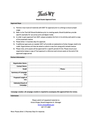 Fillable Online Brand Assets Approval Form Fax Email Print - pdfFiller