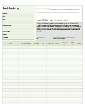 Fillable Online trilliumhealthresources Records Retention Log Fax Email ...