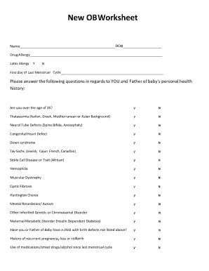 Fillable Online New OB Worksheet Fax Email Print - pdfFiller