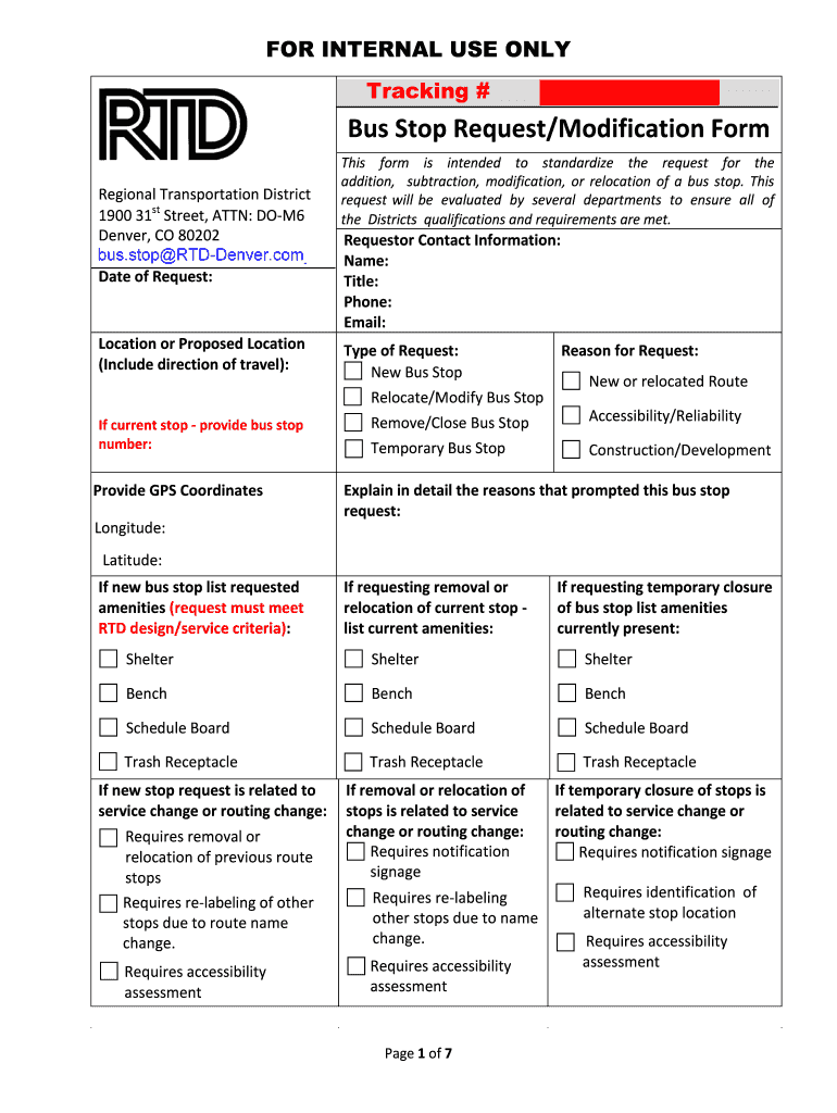 Fillable Online RTD Bus Stop Request Form Fax Email Print - pdfFiller