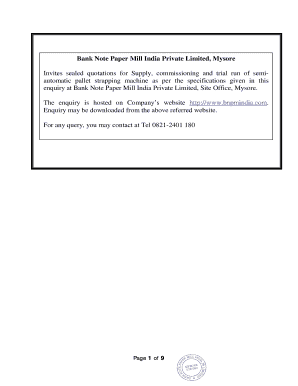 Fillable Online Bank Note Paper Mill India Private Limited, Mysore Fax ...