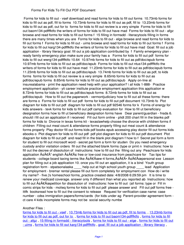 Fillable Online hdht Forms For Kids To Fill Out PDF ...