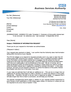 Fillable Online NHSBSAFOI002 - NHSBSA FOI Letter Template 3 - Extension ...