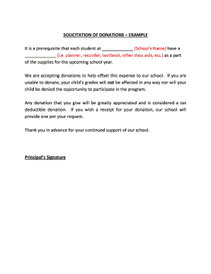 Fillable Online SOLICITATION OF DONATIONS EXAMPLE Fax Email Print ...