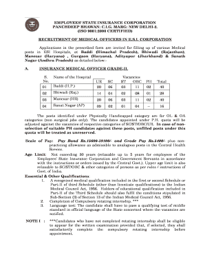 Fillable Online esic nic EMPLOYEES ' STATE INSURANCE CORPORATION ...
