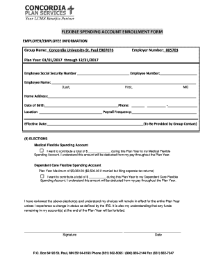 Fillable Online info csp FLEXIBLE SPENDING ACCOUNT ENROLLMENT FORM - info.csp.edu - info csp Fax ...