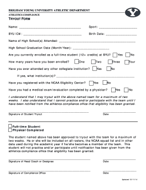 Fillable Online ATHLETICS COMPLIANCE Fax Email Print - pdfFiller