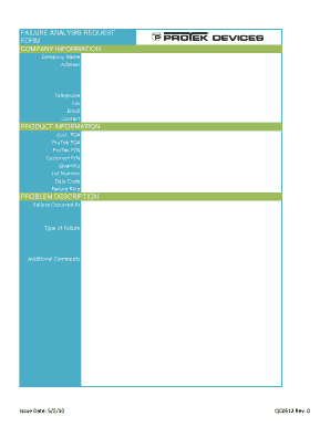 Fillable Online Failure Analysis Request Form. Quality Fax Email Print ...