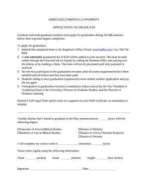 Fillable Online hcu Application for Graduation - Heritage Christian University - hcu Fax Email ...