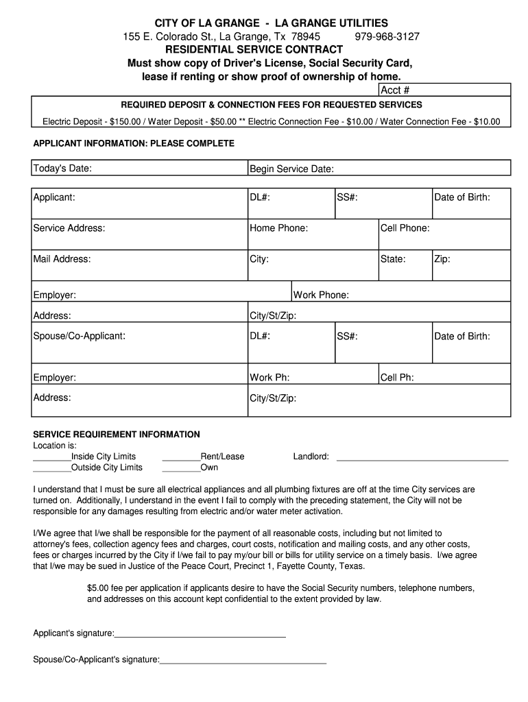 Fillable Online Electric Service Application-Res Fillable.pdf - La ...