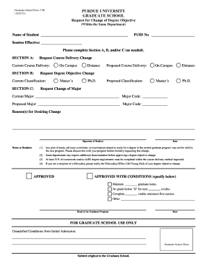 Fillable Online purdue GS-17B, Change of Degree Objective - Purdue ...