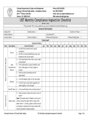 Fillable Online colorado th Street, Suite 500 UST Monthly Compliance ...