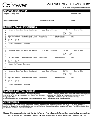 Fillable Online VSP ENROLLMENT / CHANGE FORM - lisibroker.com Fax Email ...