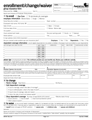Fillable Online Ameritas/ VSP Vision Enrollment Form - ozark.k12.mo.us ...