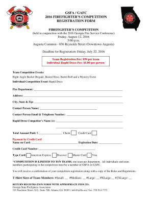 Fillable Online gsffa GSFA / GAFC 2016 FIREFIGHTER S COMPETITION ...