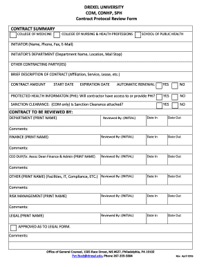 Fillable Online drexel DREXEL UNIVERSITY COM, CONHP, SPH Contract Protocol ... Fax Email Print ...