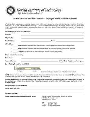 Fillable Online fit Authorization for Electronic Vendor or Employee ...