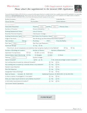 Fillable Online Warehouse CIBA Supplemental Application Please attach ...