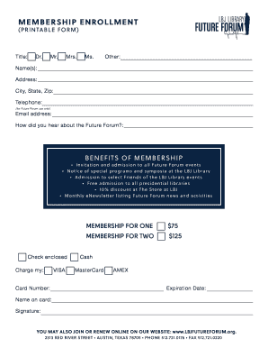 Fillable Online lbjlibrary Future Forum Membership Form - lbjlibrary ...