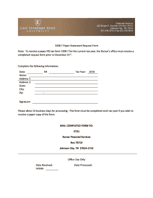 Fillable Online etsu 1098-T Paper Statement Request Form Note: To ... - ETSU.edu Fax Email Print ...