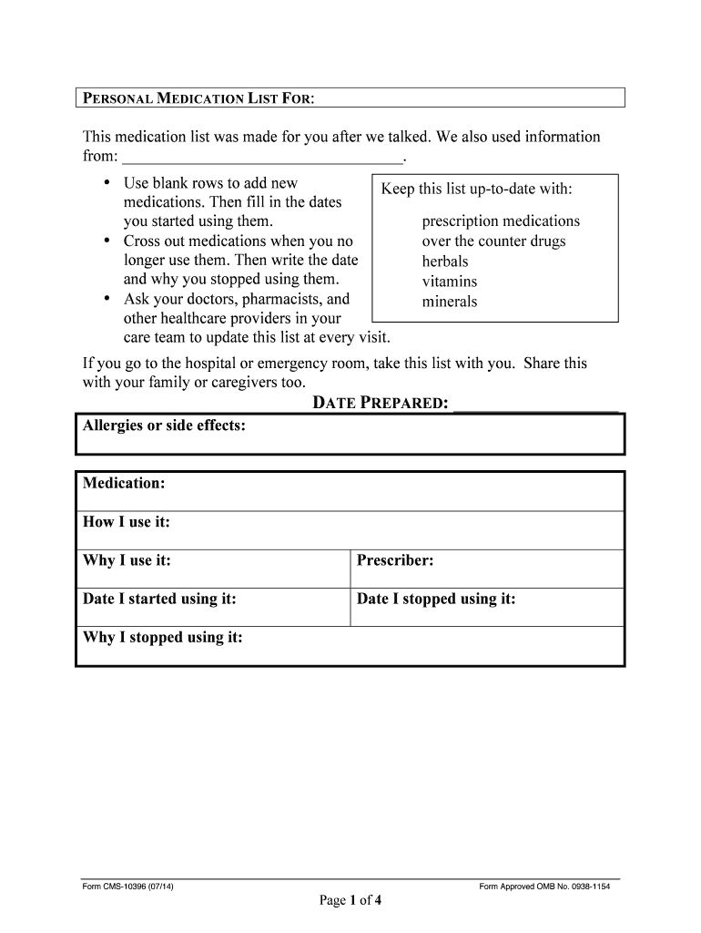 Fillable Online fideliscare Personal Medication List - Fidelis Care Fax Email Print - pdfFiller