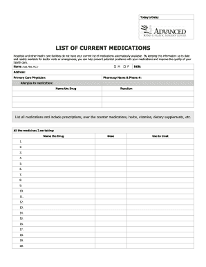 Fillable Online List of current medications - AHAPSC Fax Email Print ...