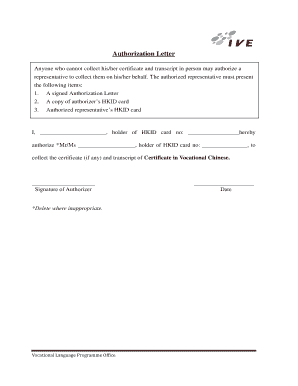 Fillable Online Authorization Letter - vtc.edu.hk Fax Email Print ...