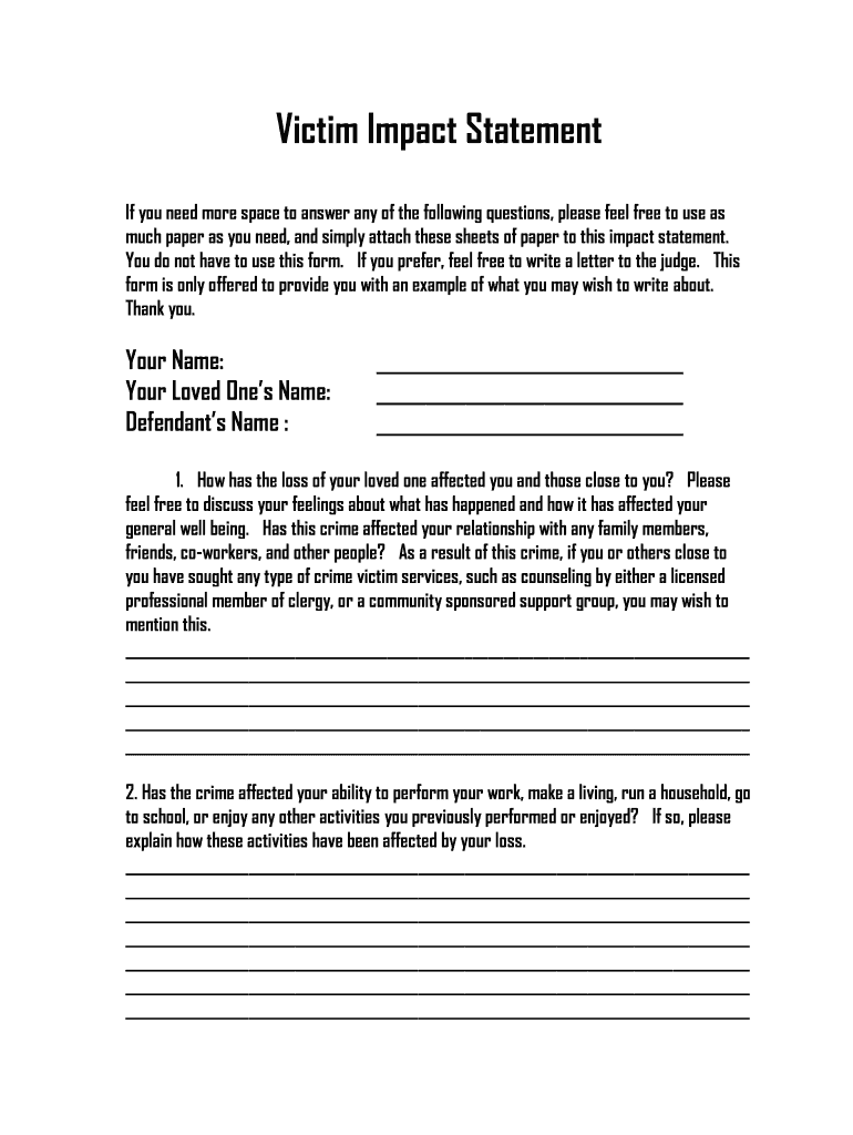 Fillable Online lmjcda Victim Impact Statement - lmjcda.org Fax Email ...