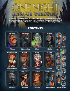 Fillable Online In One Night Ultimate Werewolf, each player takes on ...